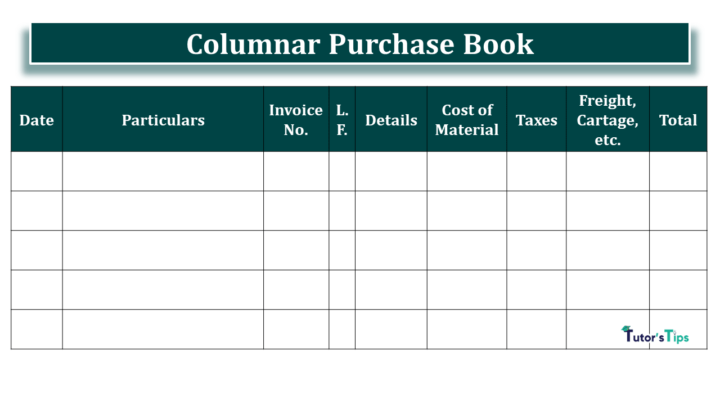 Purchase Book | Types | Examples | Subsidiary Books – Tutor's Tips Purchase Book | Types | Examples | Subsidiary Books – Tutor's Tips