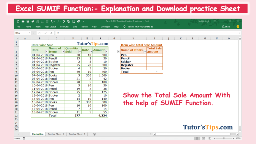 Microsoft Excel Tutorial Shortcut Key And Formulas Tutor s Tips